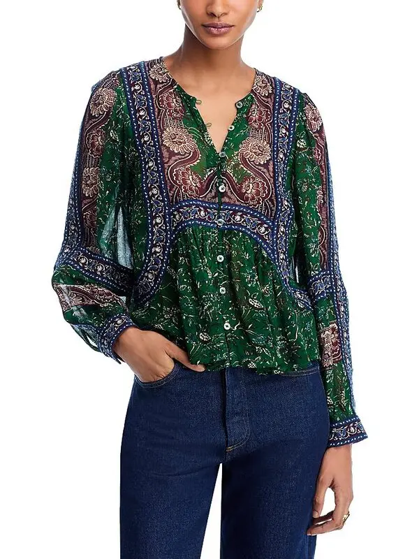 Sea Melba Printed Long Sleeve Top - Green