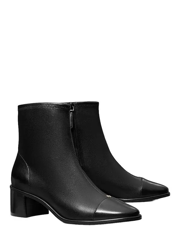 Tory Burch Cap Toe Ankle Boots - Perfect Black