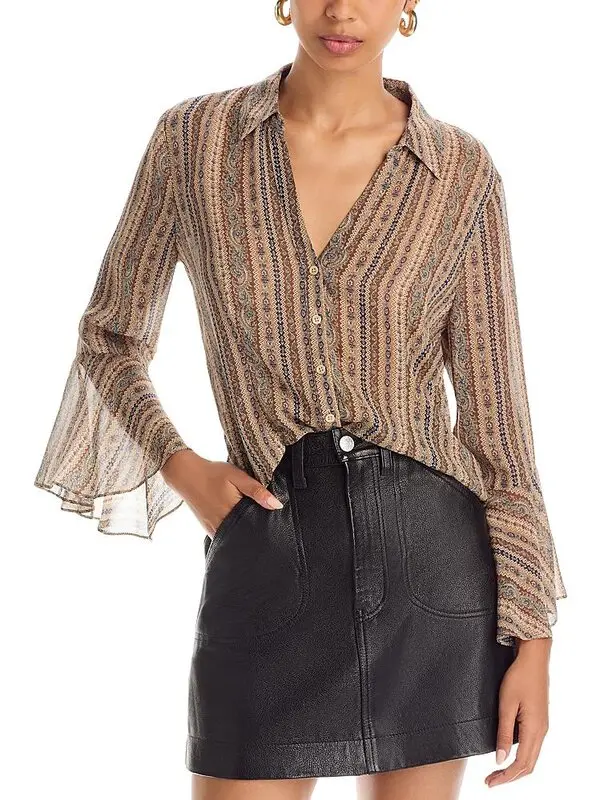 Paige Jasmeet Silk Blouse - Brown Multi