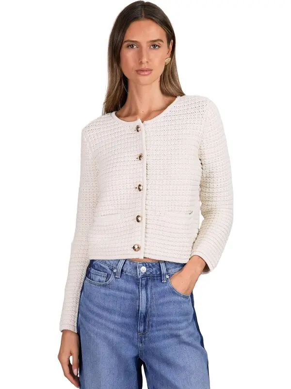 Paige Textured-knit Cardigan - Ivory