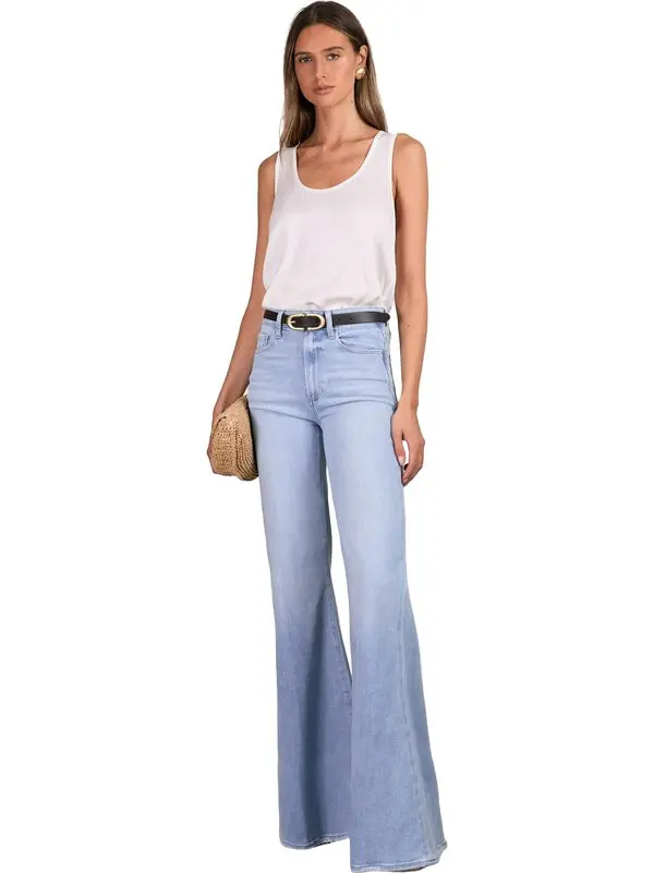 Paige Mid-rise Flared Jeans - Light Blue