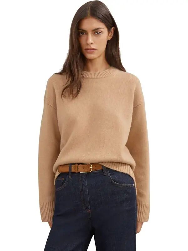 REISS Ella Wool-cashmere Crew-neck Jumper - Camel