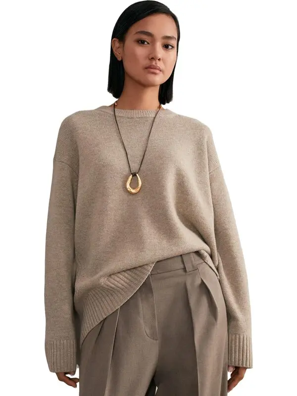 REISS Ella Wool-cashmere Crew-neck Jumper - Stone