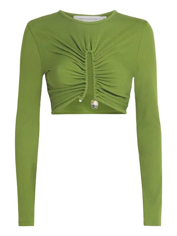 Christopher Esber Pin-gathered Cropped Top - Green