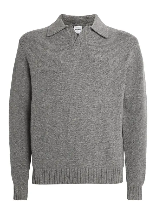 Aspesi Wool-blend Open-collar Sweater - Grey