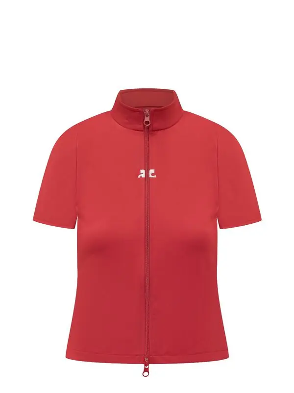 COURREGES Top With Front Zipper - Red