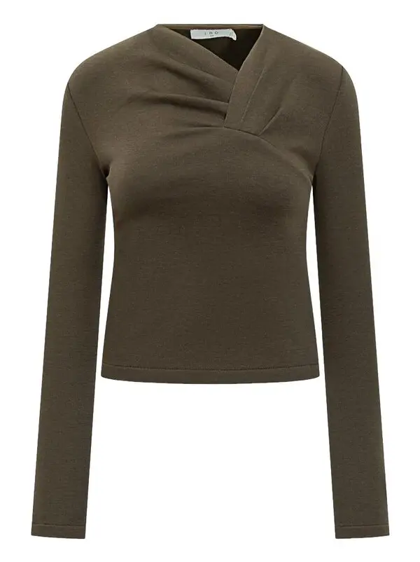 IRO PARIS Stretch Jersey Top With Crossover Neckline - Green