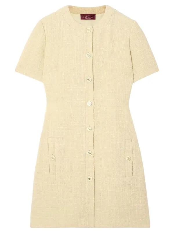 Gucci Wool-blend Tweed Mini Dress - Cream