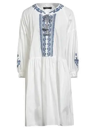 Max Mara Mini Shirt Dress With Embroidery And Tassels - White