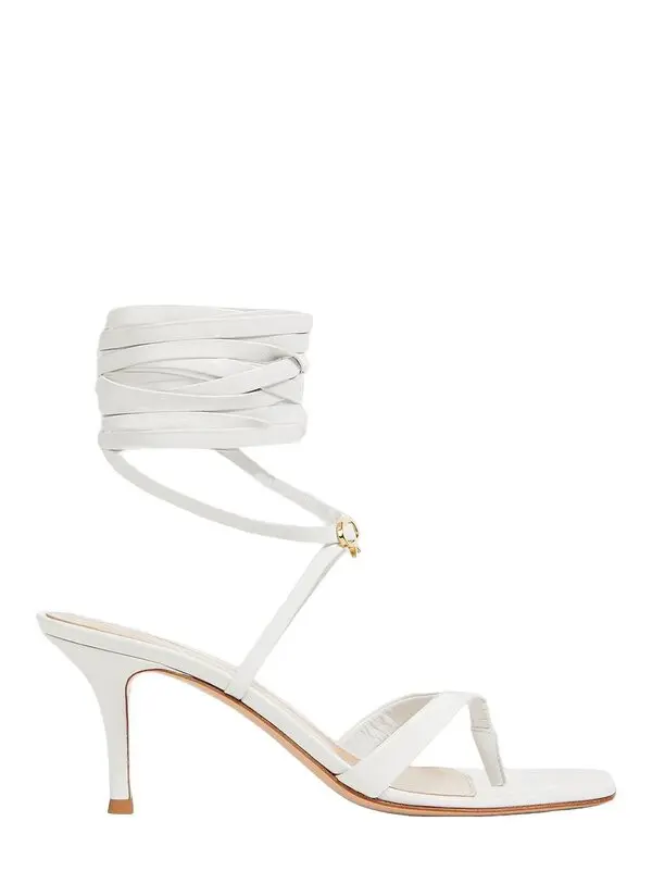 GIANVITO ROSSI Ribbon Gladiator 70 Leather Sandals - White
