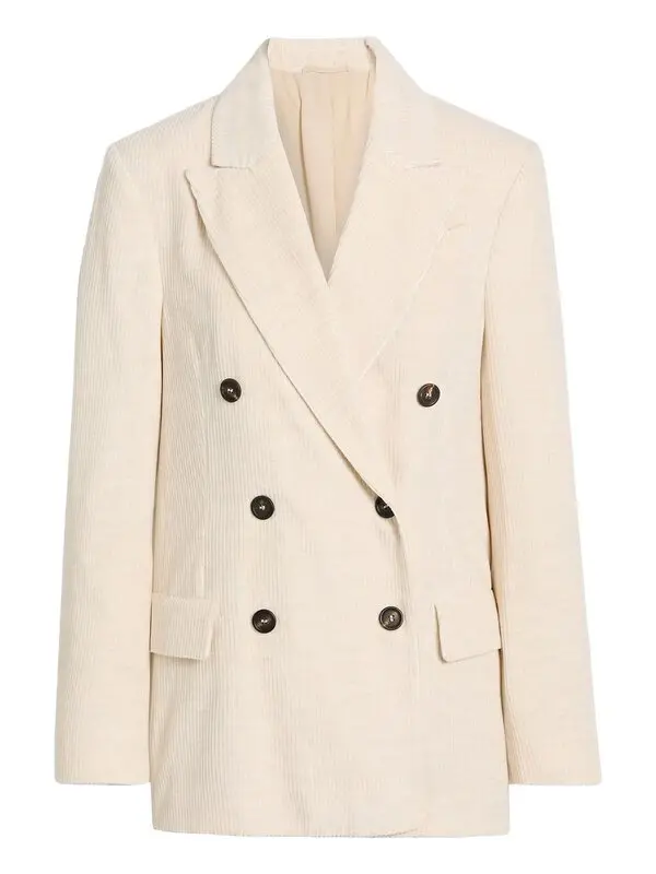 Brunello Cucinelli Double-breasted Corduroy Blazer - Ecru