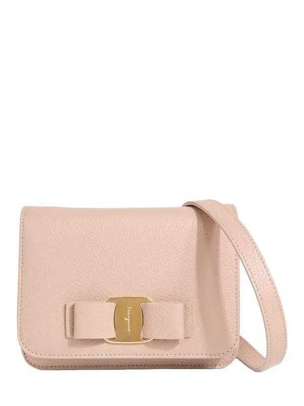 FERRAGAMO Vara Bow Pebbled-leather Crossbody Bag - Blush