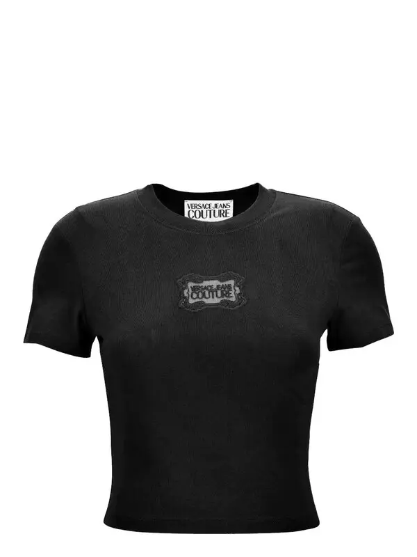 Versace Logo-patch Crop T-shirt - Black