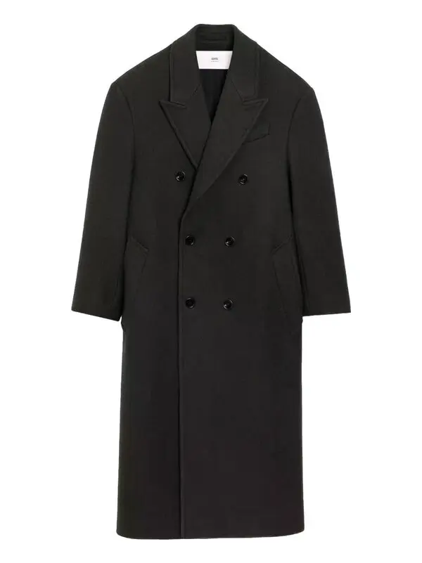 Ami Double-breasted Wool Coat - Grey