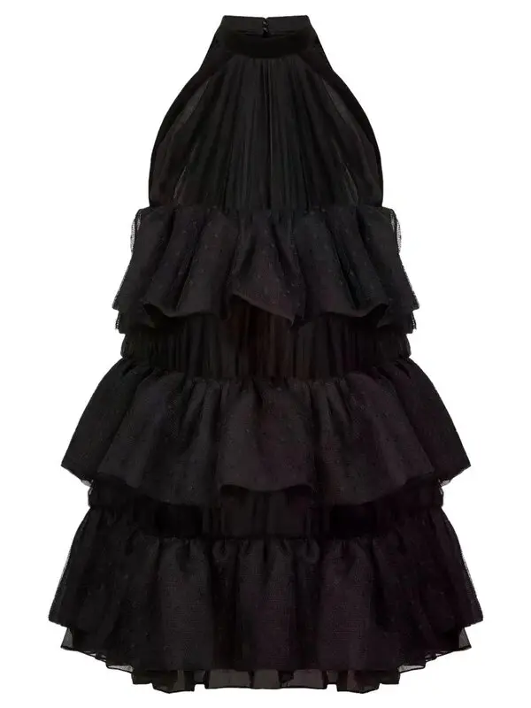 Nina Ricci Halterneck Tiered Mini Dress - Black