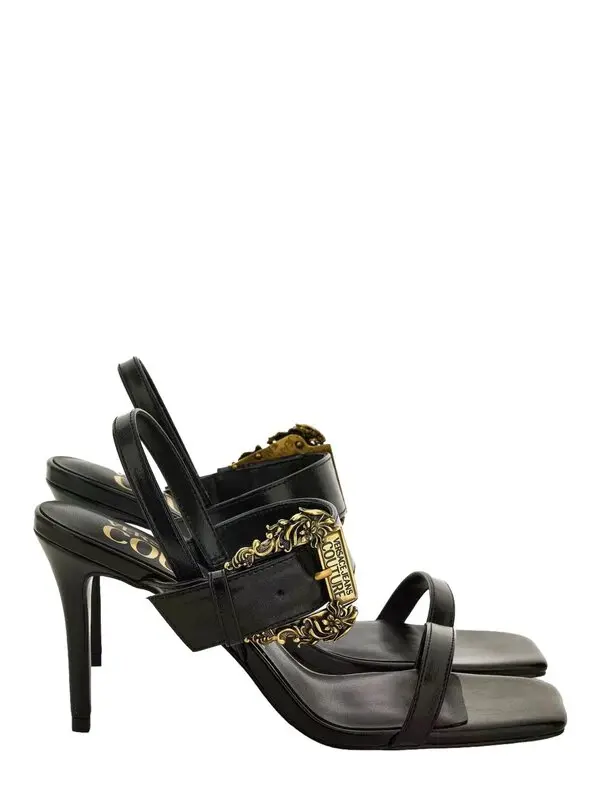 Versace Buckle-embellished Heeled Sandals - Black