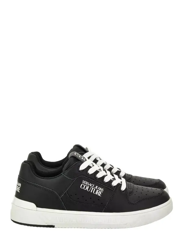 Versace Logo-detailed Leather Sneakers - Black