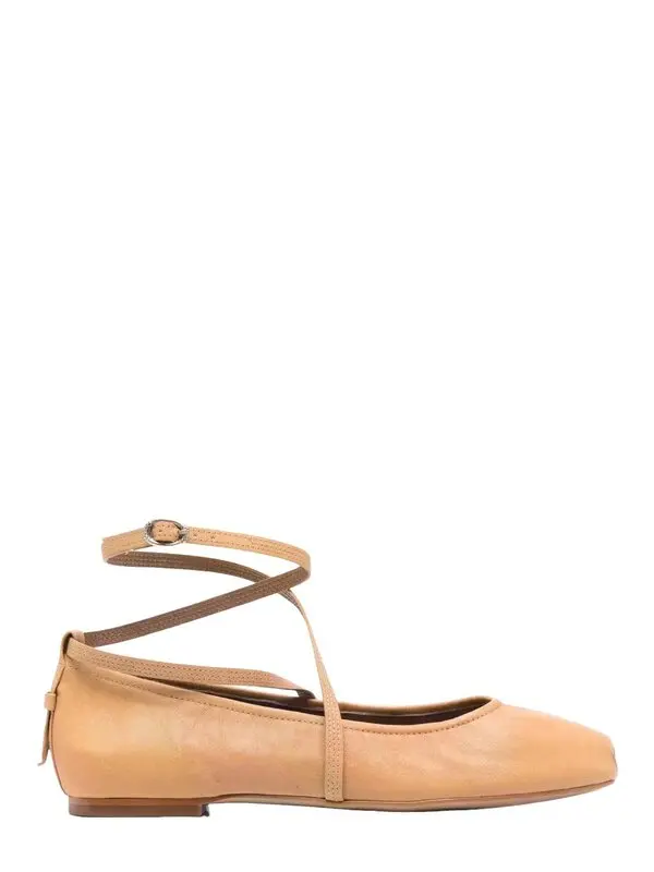 Ba&sh Leather Wrap-strap Ballet Flats - Brown