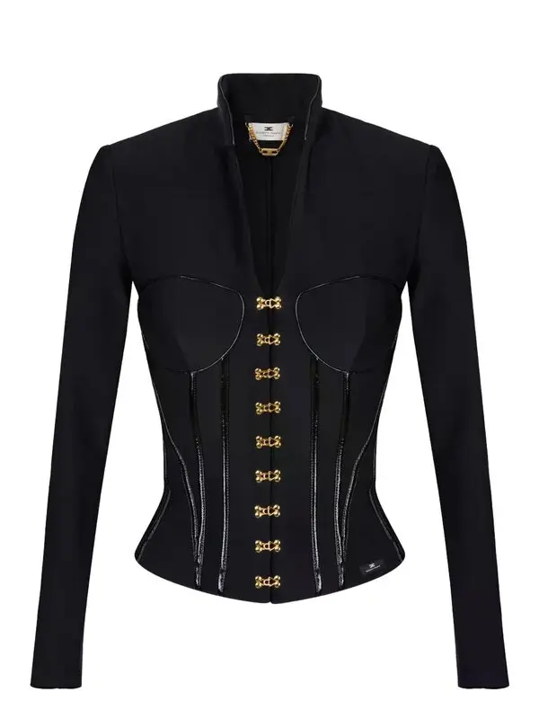 Elisabetta Franchi Corset Detailed Jacket - Black