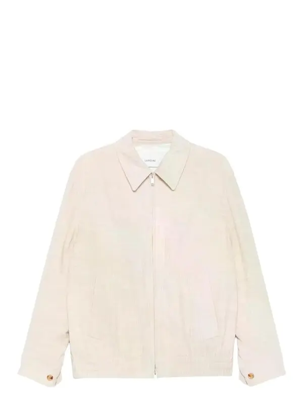 LARDINI Ribbed Zip-up Overshirt - Neutrals