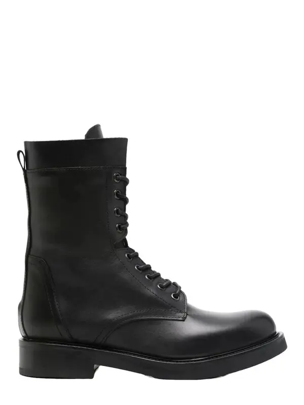 JULIE DEE Lace-up Leather Boots - Black