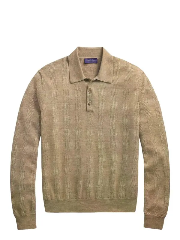 Ralph Lauren Purple Label Checked-knit Polo Shirt - Neutrals