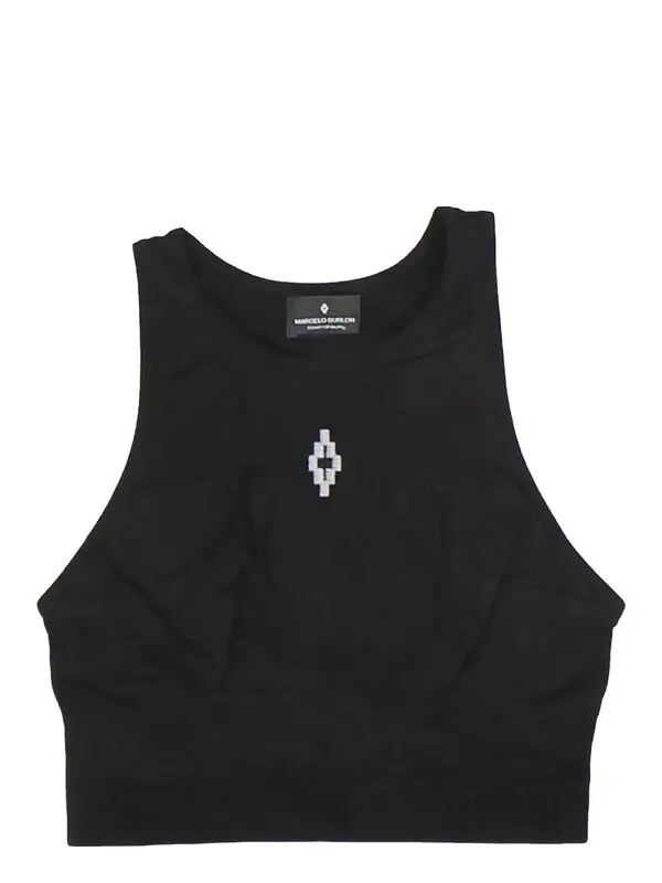 COUNTY OF MILAN Logo-embroidered Seamless Top - Black
