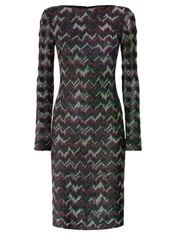 Missoni Zigzag-pattern Long-sleeve Mini Dress - Blue