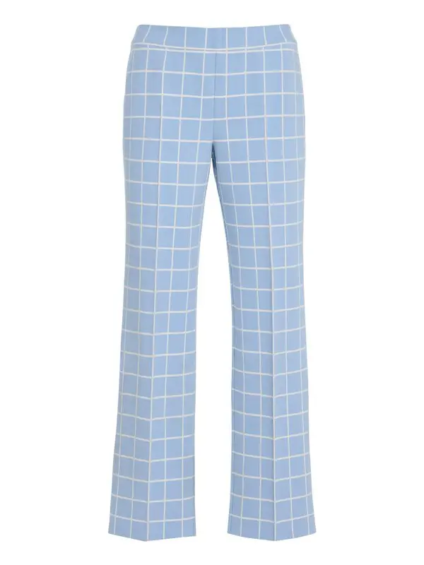 HIGH SPORT Louis Windowpane Cotton-blend Knit Cropped Pants - Blue