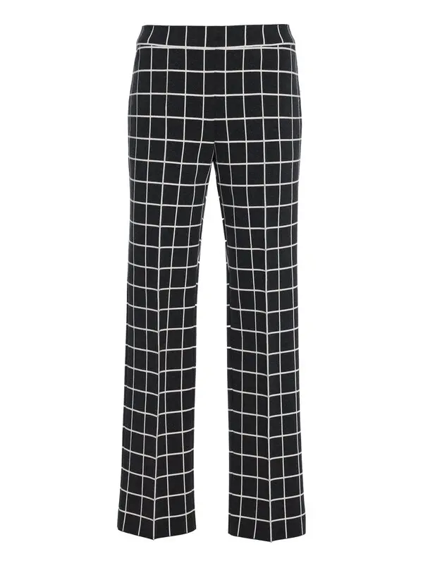 HIGH SPORT Louis Windowpane Cotton-blend Knit Cropped Pants - Dark Grey