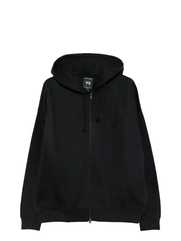 Y3 Zip-up Hoodie With Logo Detail - Black