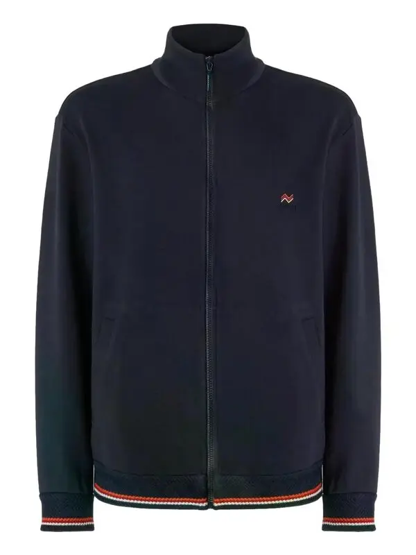 Missoni Zip-up Logo-embroidered Sweater - Blue