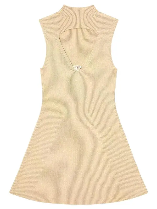DIESEL Keyhole-neck Ribbed A-line Dress - Neutrals