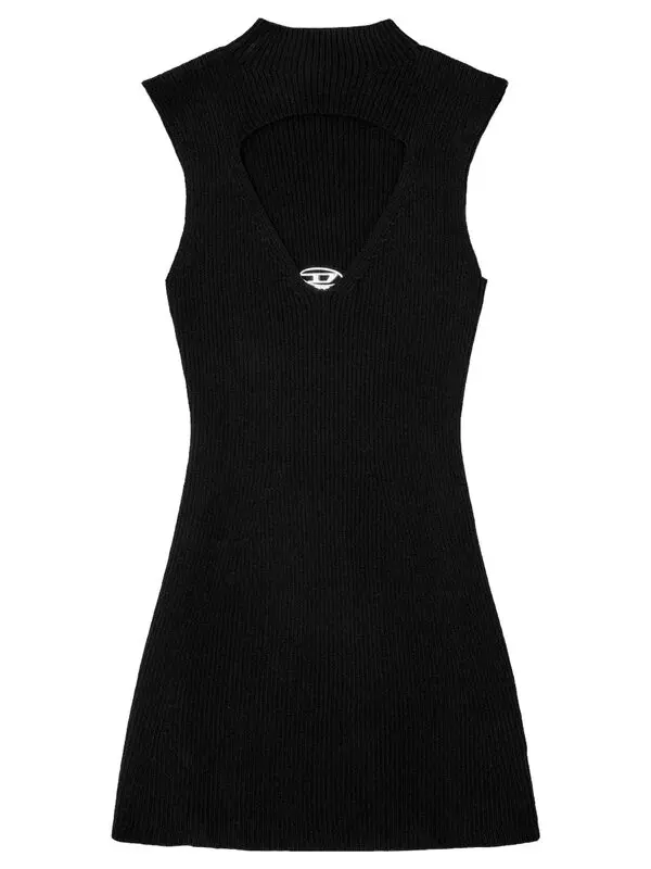Diesel Keyhole-neck Ribbed Mini Dress - Black