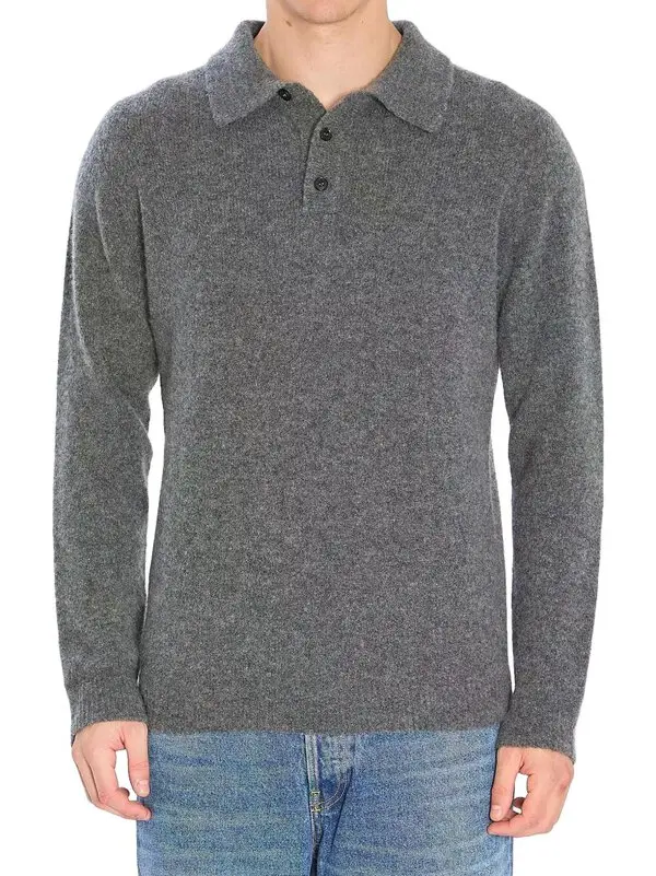 ROBERTO COLLINA Cashmere Blend Polo Shirt - Grey