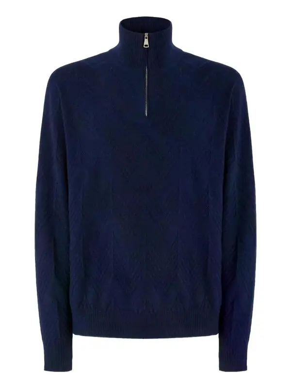 Missoni Herringbone Half-zip Sweater - Blue