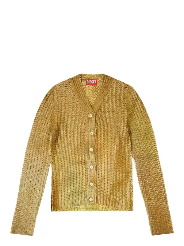 DIESEL Ribbed-knit Cardigan - Brown