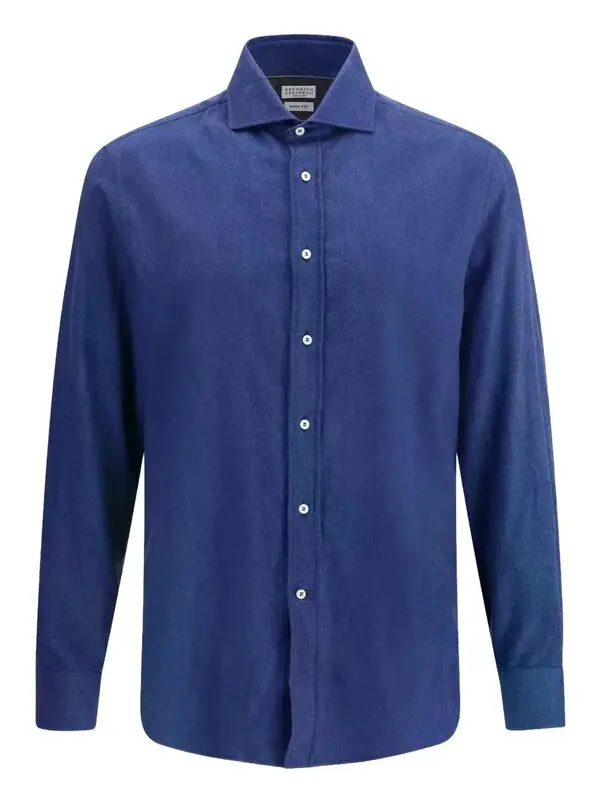 Brunello Cucinelli Button-cuff Long-sleeve Shirt - Blue