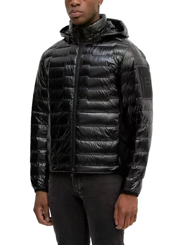 BOSS Quilted Hooded Jacket - Black