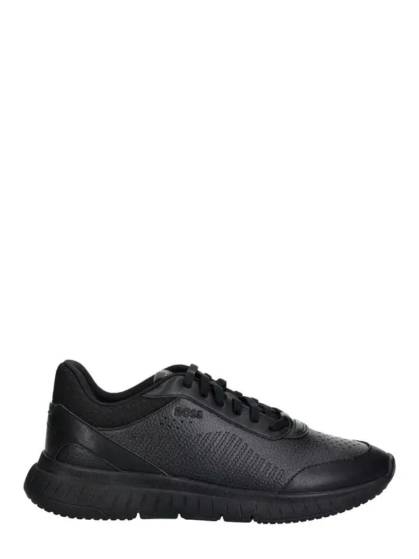 BOSS Perforated Leather Sneakers - Black