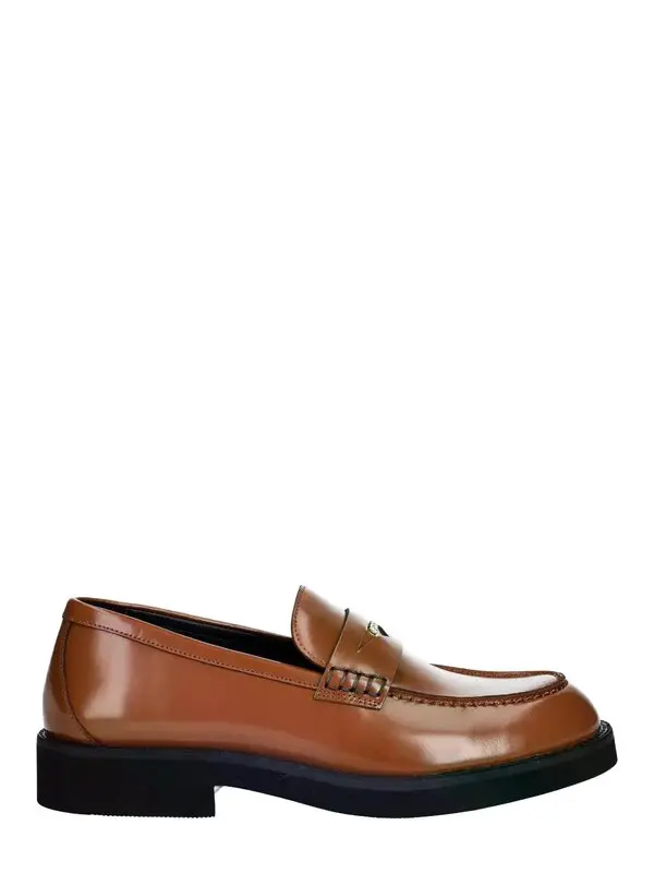 BOSS Penny-strap Leather Loafers - Brown
