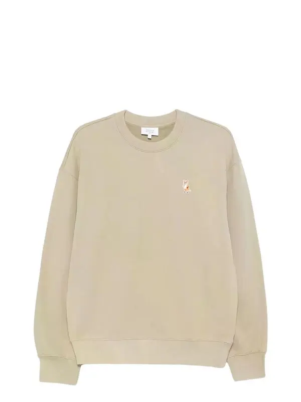 Maison Kitsuné Logo-embroidered Cotton Sweatshirt - Neutrals
