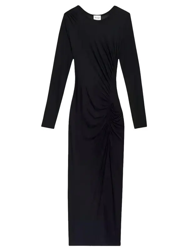Isabel Marant Side-gathered Long-sleeve Midi Dress - Black