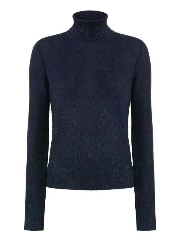 Missoni Chevron-pattern Turtleneck Sweater - Blue