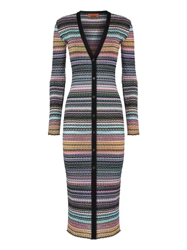 Missoni Striped-pattern Buttoned Cardigan - Blue