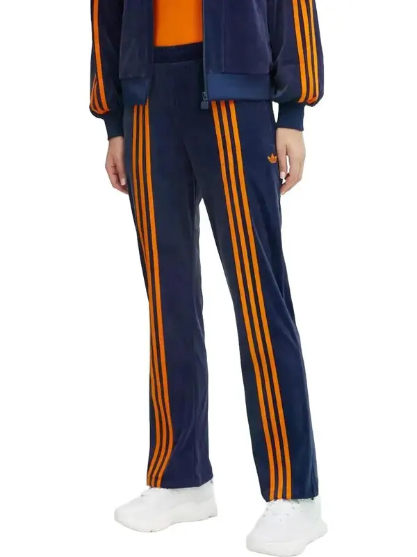 Adidas Three-stripe Velour Trousers - Blue