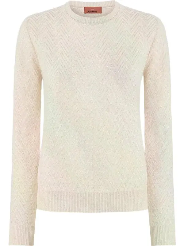 Missoni Chevron-pattern Crew-neck Sweater - Neutrals