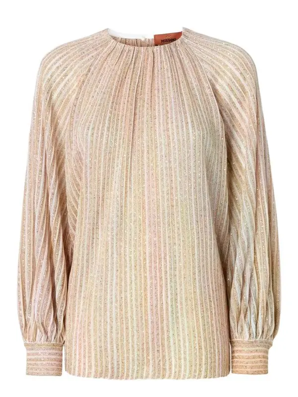 Missoni Striped Blouse With Gathered Neckline - Neutrals