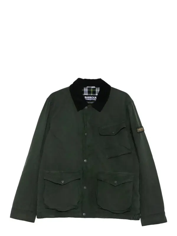 Barbour Flap-pocket Jacket With Corduroy Collar - Green