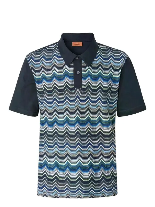 Missoni Wave-pattern Crew-neck Polo Shirt - Black